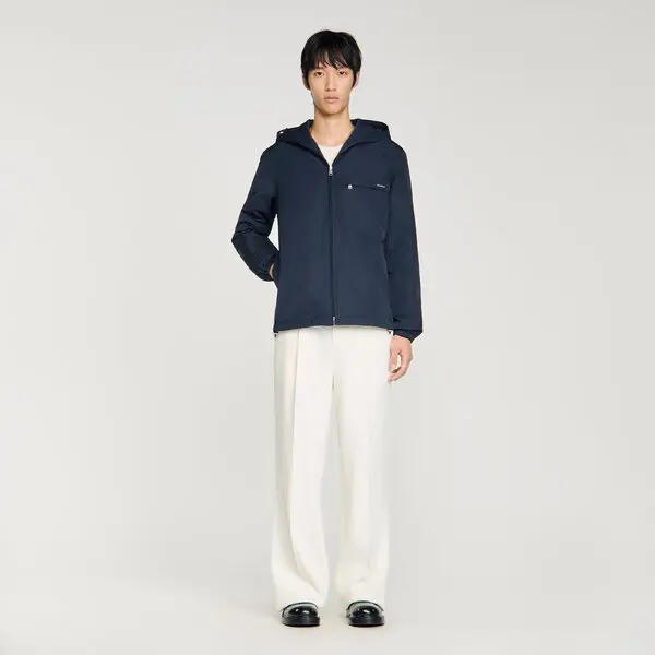 Sandro Nylon Windbreaker - Navy Blue