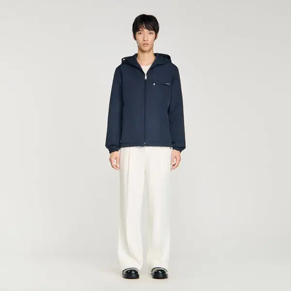 Sandro Nylon Windbreaker - Navy Blue