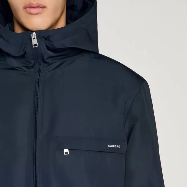 Sandro Nylon Windbreaker - Navy Blue