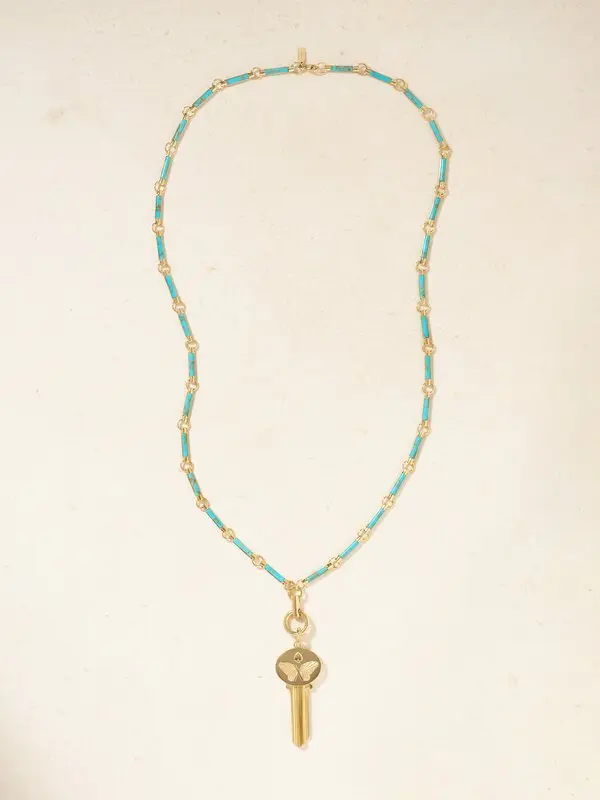 FOUNDRAE Reverie 18-karat Gold, Turquoise And Diamond Necklace - Blue