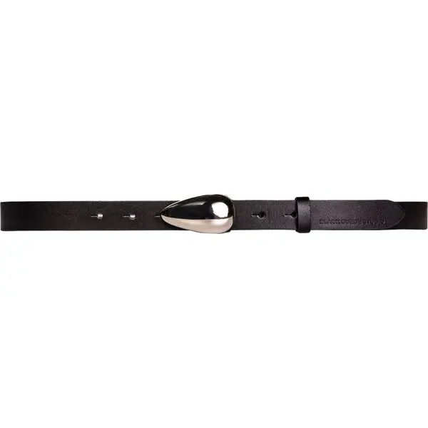 BLACK SUEDE STUDIO Bean Leather Belt - Black Leather / Silver