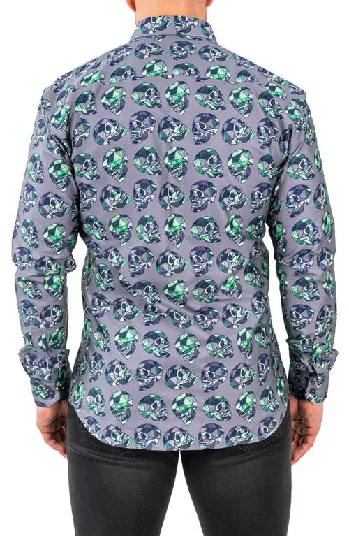 MACEOO Fibonacci Skullpatch Contemporary Fit Button-up Shirt - Grey