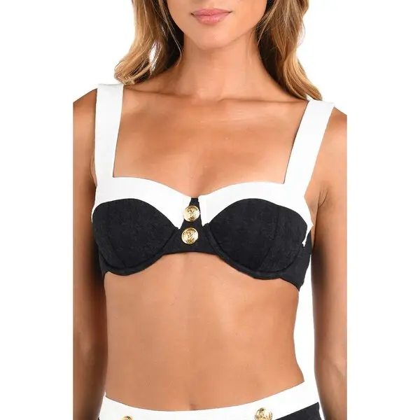 L'Agence Alexandria Colorblock Bikini Top - Black