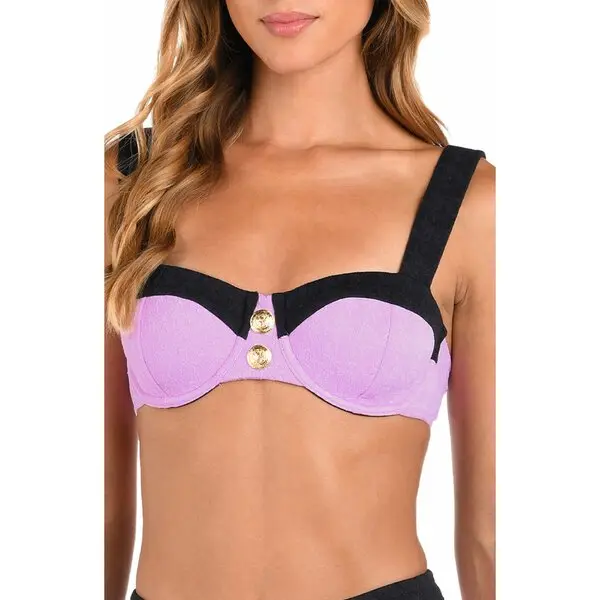 L'Agence Alexandria Colorblock Bikini Top - Light Violet