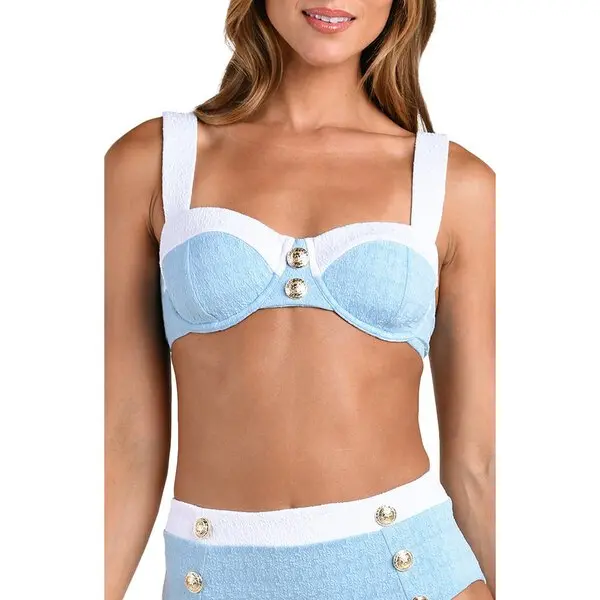 L'Agence Alexandria Colorblock Bikini Top - Powder Blue