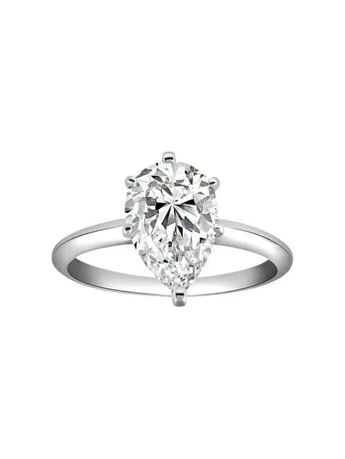 BLISS DIAMOND 3ct Pear Diamond Solitaire Ring - Platinum