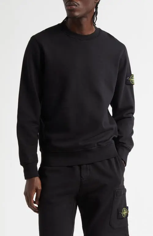 Stone Island Compass Logo Patch Fleece Sweatshirt - Black