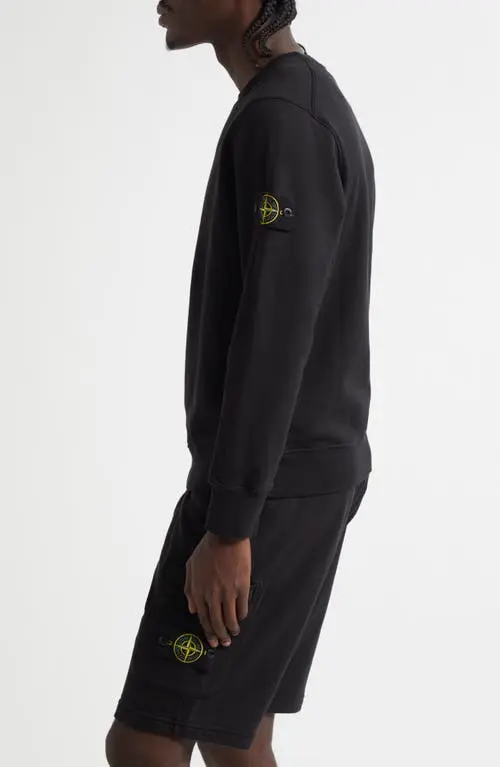 Stone Island Compass Logo Patch Fleece Sweatshirt - Black