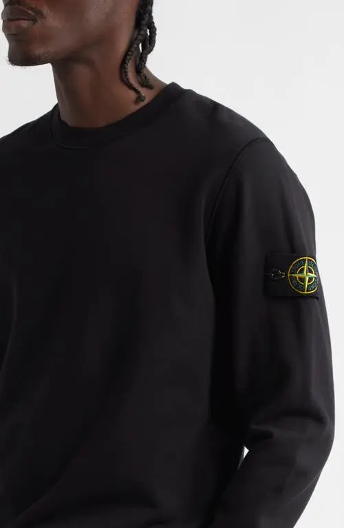 Stone Island Compass Logo Patch Fleece Sweatshirt - Black