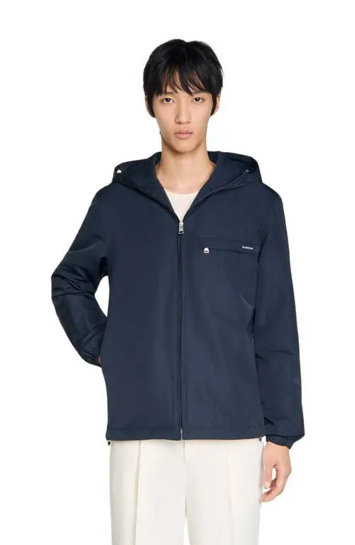 Sandro Nylon Windbreaker - Navy Blue
