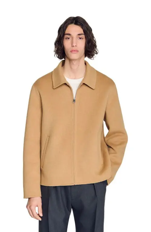 Sandro Double-faced Wool Jacket - Camel