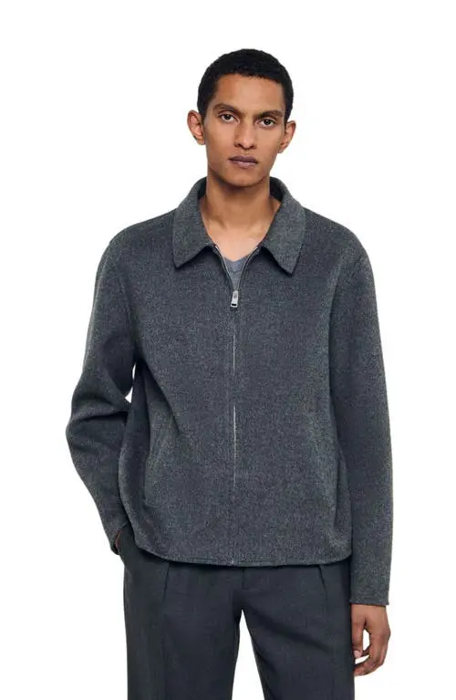 Sandro Double-faced Wool Jacket - Dark Grey
