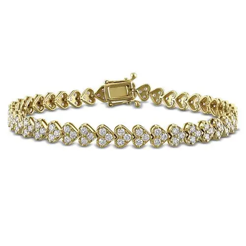 JULIANNA B. 3 1/3ct. T.w. Lab-grown Diamond Heart Tennis Bracelet 14k - Yellow Gold