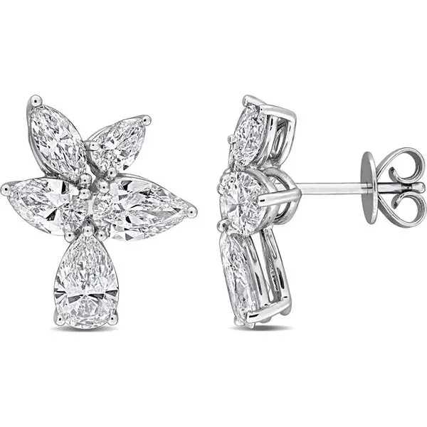 JULIANNA B. 1 Ct. T.w. Lab-grown Diamond Cluster Drop Earrings 14k - White Gold