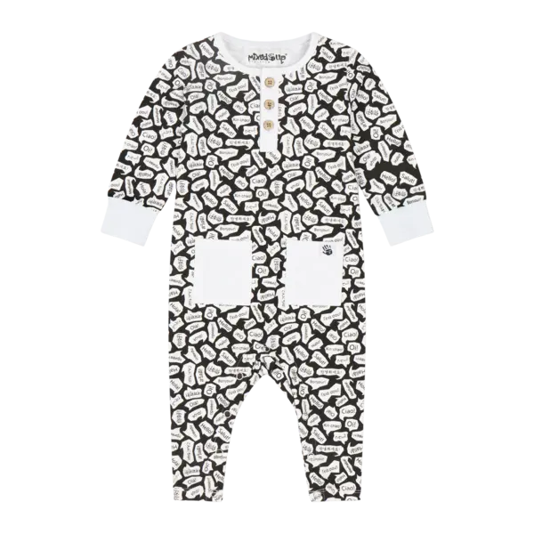 MIXED UP CLOTHING Baby Jumpsuit Romper - Black/white/hello