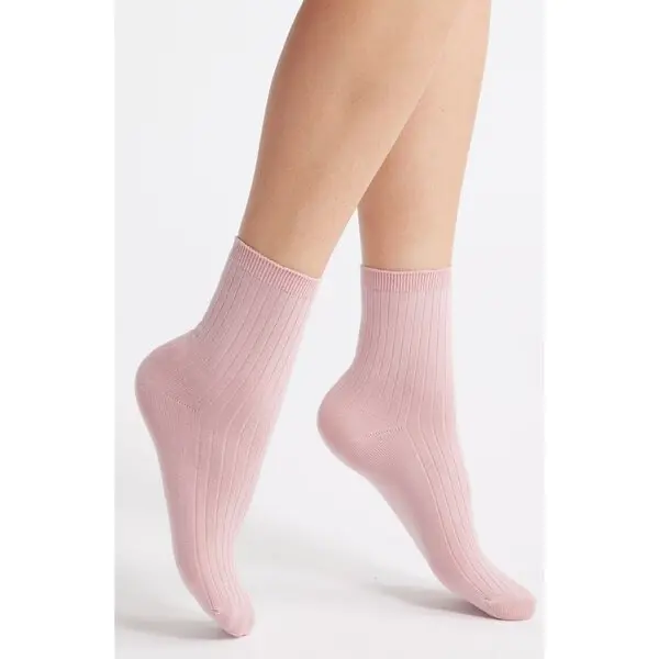 Nordstrom Ribbed Cotton Blend Crew Socks - Pink Puff