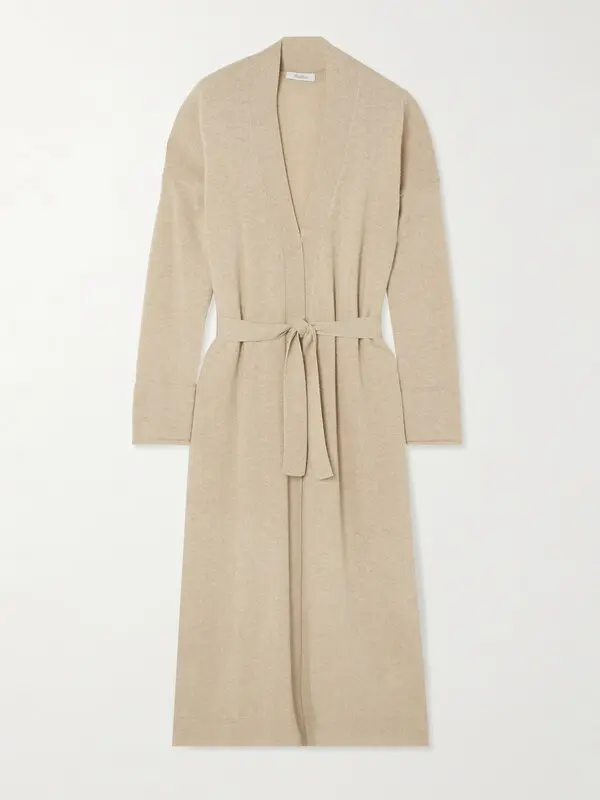 Max Mara Asbuurg Belted Cashmere Cardigan - Neutrals