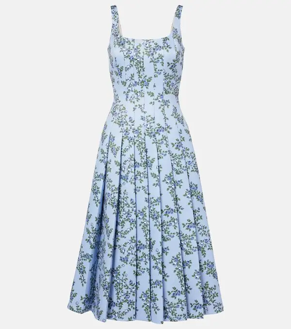 EMILIA WICKSTEAD Adele Floral Pleated Midi Dress
