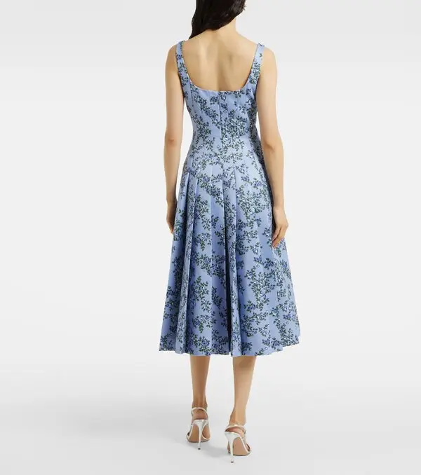 EMILIA WICKSTEAD Adele Floral Pleated Midi Dress