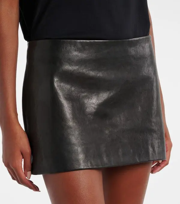 Khaite Jett Mini Leather Skirt