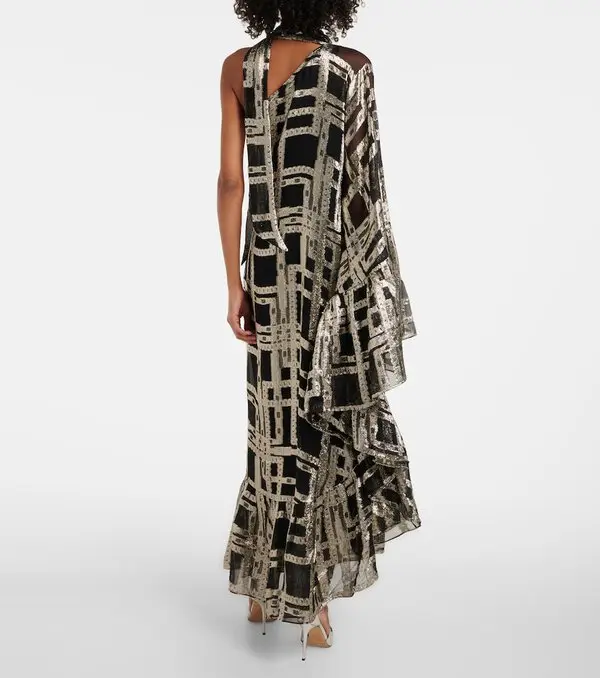 TALLER MARMO Betsy Printed Asymmetric Silk-blend Maxi Dress