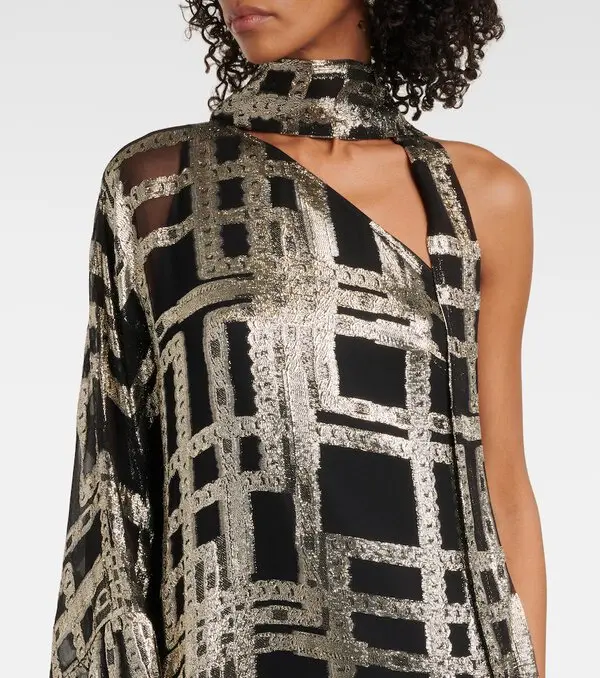 TALLER MARMO Betsy Printed Asymmetric Silk-blend Maxi Dress