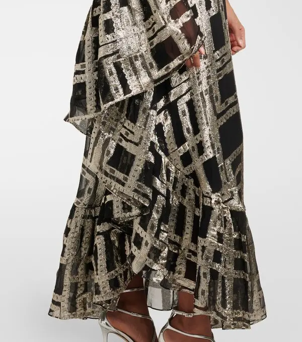 TALLER MARMO Betsy Printed Asymmetric Silk-blend Maxi Dress