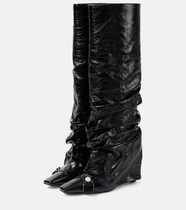 Attico Juno 95 Leather Knee-high Boots - Black
