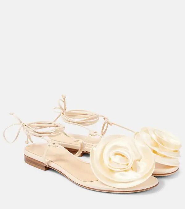 Magda Butrym Floral Leather Sandals - White