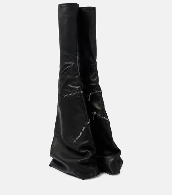 Rick Owens Cargoflares Knee-high Leather Boots - Black
