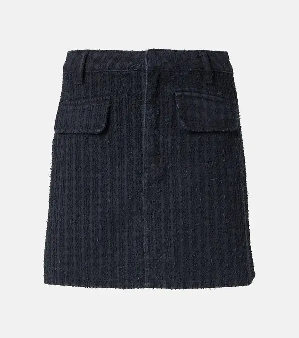 SELF-PORTRAIT Textured Denim Mini Skirt
