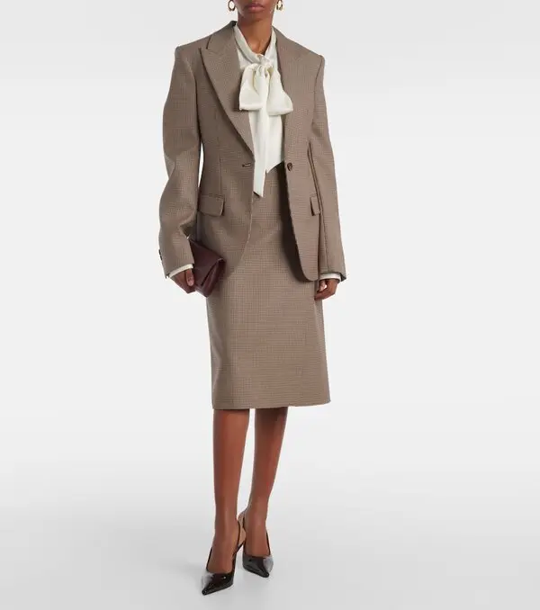 Stella McCartney Houndstooth Wool Pencil Skirt