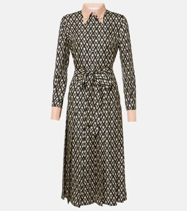Valentino Garavani Toute La V Silk Twill Shirt Dress - Black