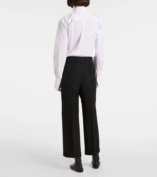 TOTEME High-rise Twill Straight Pants - Black