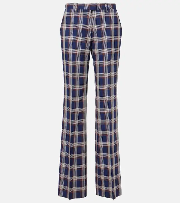 Etro Checked Wool Wide-leg Pants