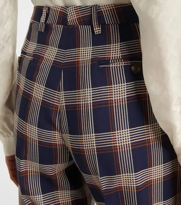 Etro Checked Wool Wide-leg Pants