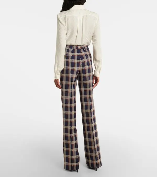 Etro Checked Wool Wide-leg Pants
