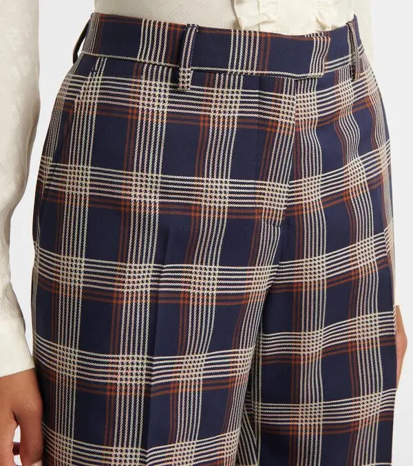 Etro Checked Wool Wide-leg Pants