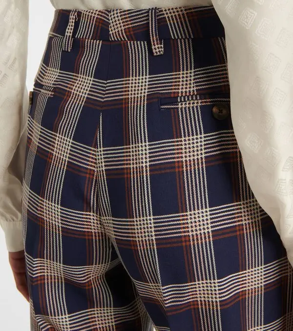 Etro Checked Wool Wide-leg Pants