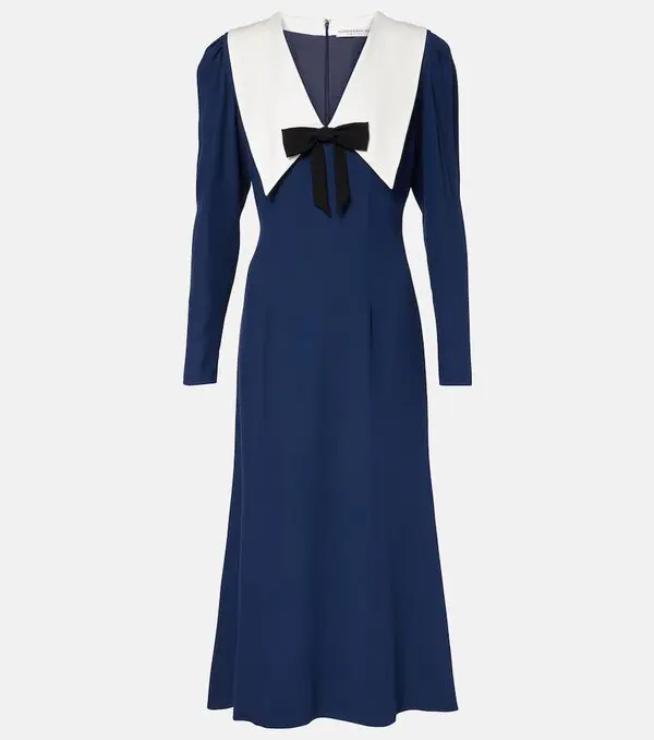 Alessandra Rich Envers Bow-detail Midi Dress - Blue