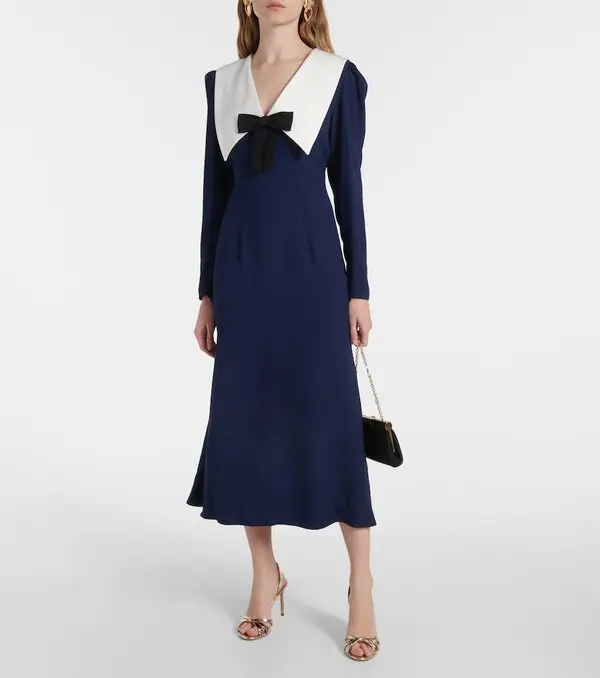 Alessandra Rich Envers Bow-detail Midi Dress - Blue