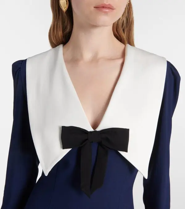 Alessandra Rich Envers Bow-detail Midi Dress - Blue