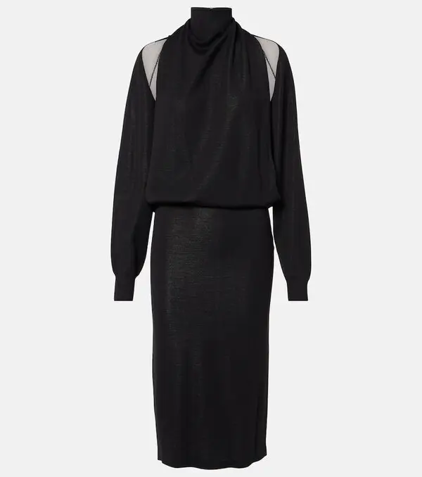 Alaïa Cut Out Midi Dress - Black