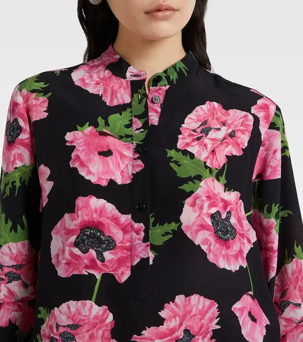 Stella McCartney Poppy Floral-print Silk Shirt - Black
