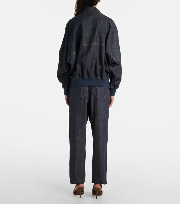 Brunello Cucinelli Denim Bomber Jacket - Blue
