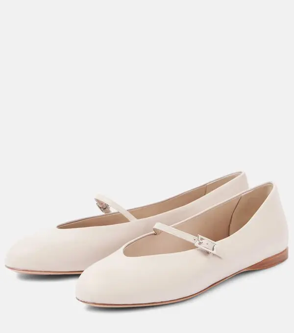Max Mara Leather Ballet Flats - Grey
