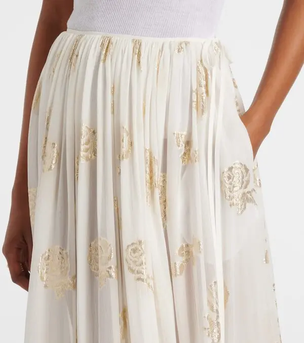 Chloé Floral Jacquard Muslin Maxi Skirt - White