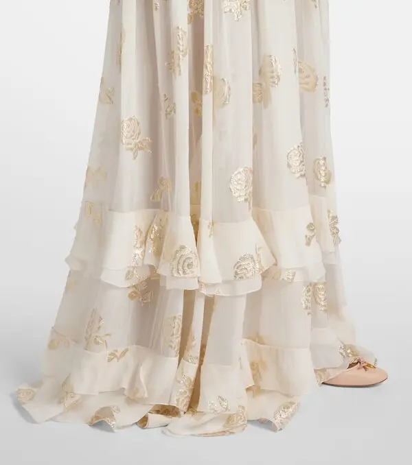 Chloé Floral Jacquard Muslin Maxi Skirt - White