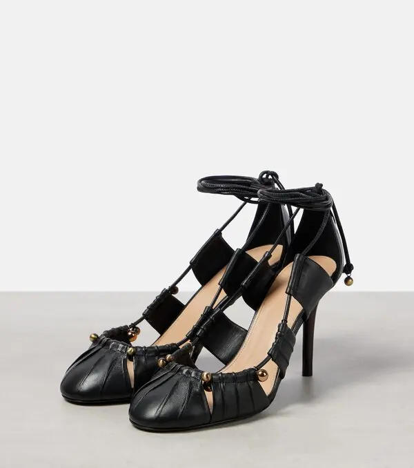 Chloé Luna Lace-up Leather Pumps