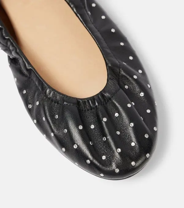 Isabel Marant Stud-Embellished Leather Ballerina Shoes